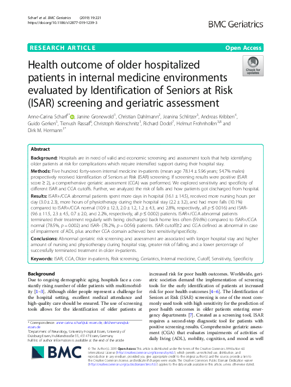 (PDF) Health outcome of older hospitalized patients in internal ...