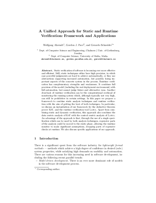 Pdf Combining Static And Runtime Verification