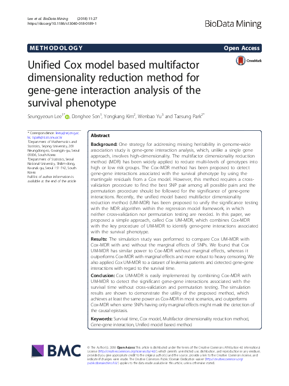(PDF) Unified Cox model based multifactor dimensionality reduction method for gene-gene ...