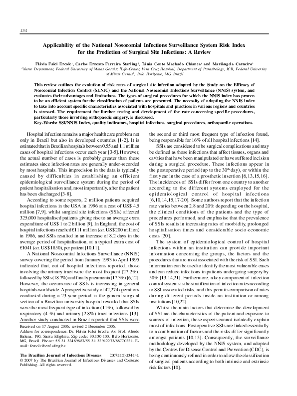 (PDF) Applicability of the national nosocomial infections surveillance ...