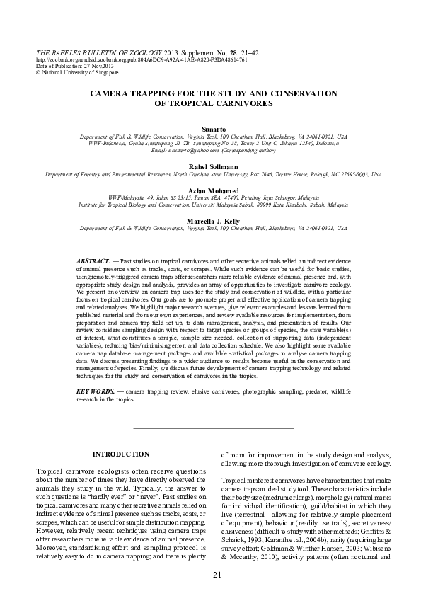 (PDF) Camera Trapping for the Study and Conservation of Tropical Carnivores