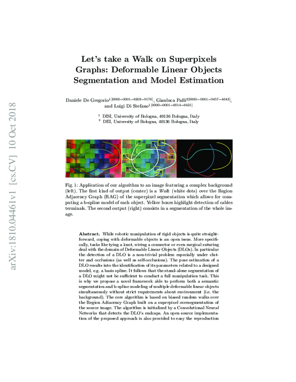 Pdf Let S Take A Walk On Superpixels Graphs Deformable Linear Objects Segmentation And Model