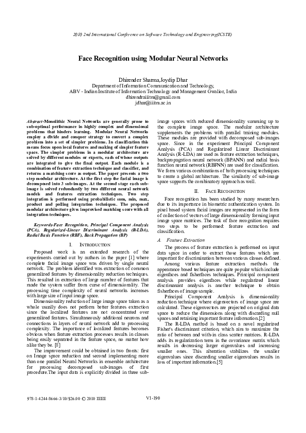 (PDF) Face recognition using Modular Neural Networks