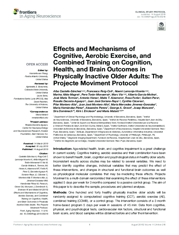 (PDF) Effects and Mechanisms of Cognitive, Aerobic Exercise, and Combined Training on Cognition ...