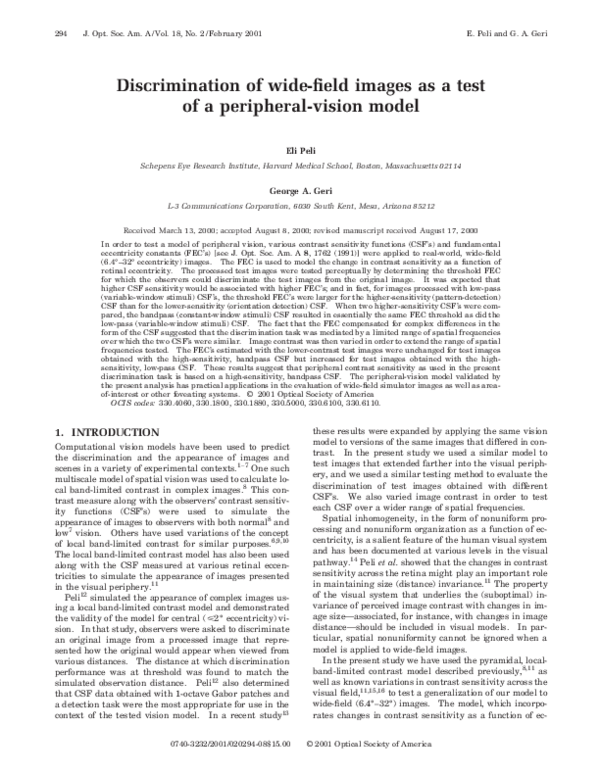 (PDF) Discrimination of wide-field images as a test of a peripheral ...