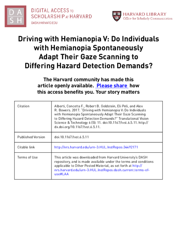 (PDF) Driving with Hemianopia V: Do Individuals with Hemianopia ...
