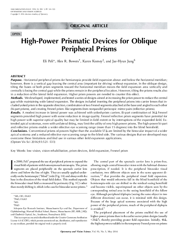 (PDF) High-Power Prismatic Devices for Oblique Peripheral Prisms