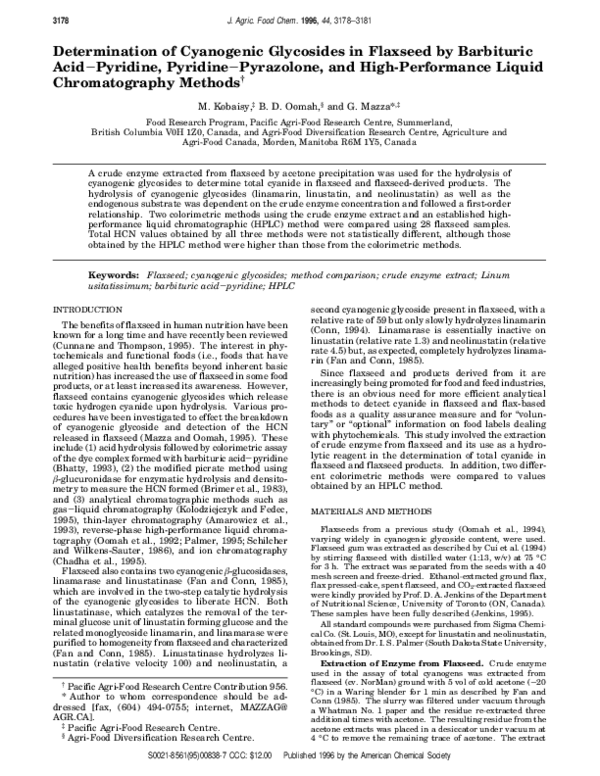 (PDF) Determination of cyanogenic glycosides in flaxseed by barbituric ...