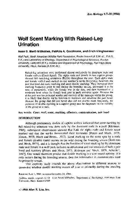 (PDF) Wolf scent marking with raised-leg urination