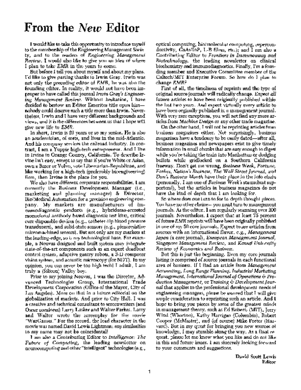 (PDF) From the New Editor