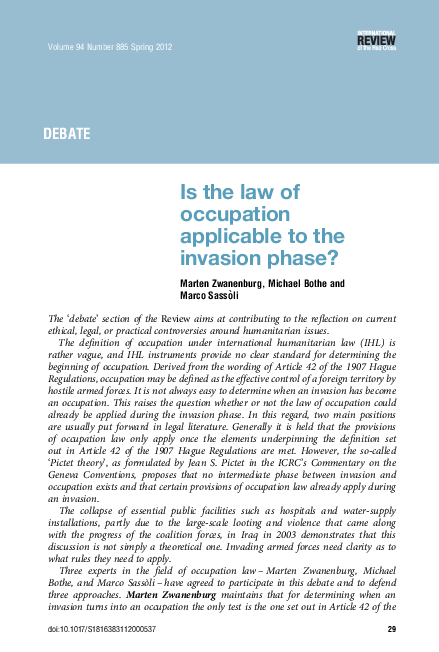 (PDF) Is the law of occupation applicable to the invasion phase ...