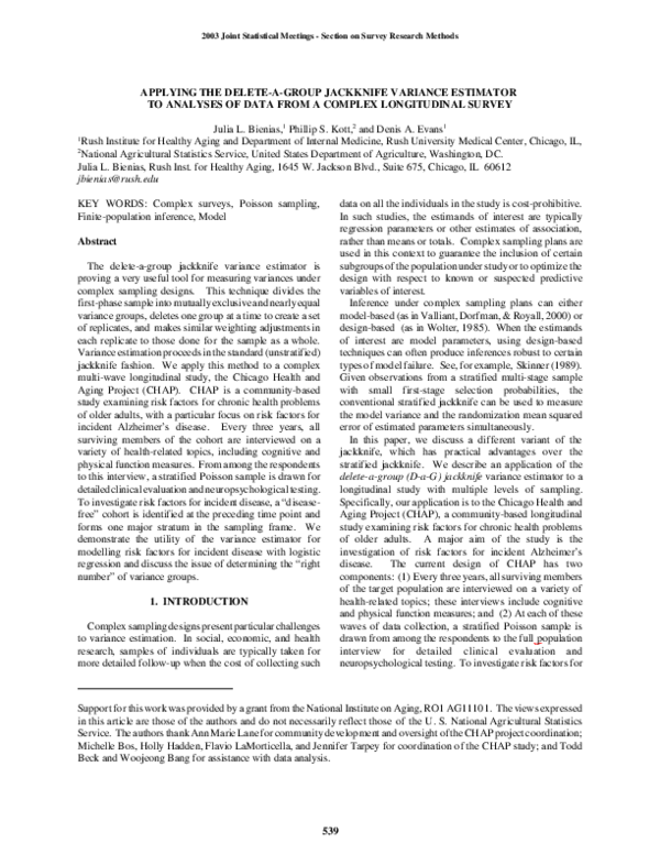 (PDF) Applying the delete-a-group jackknife variance estimator to analyses of data from a ...