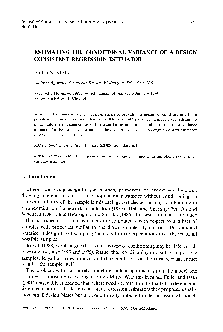 (PDF) Estimating the conditional variance of a design consistent regression estimator