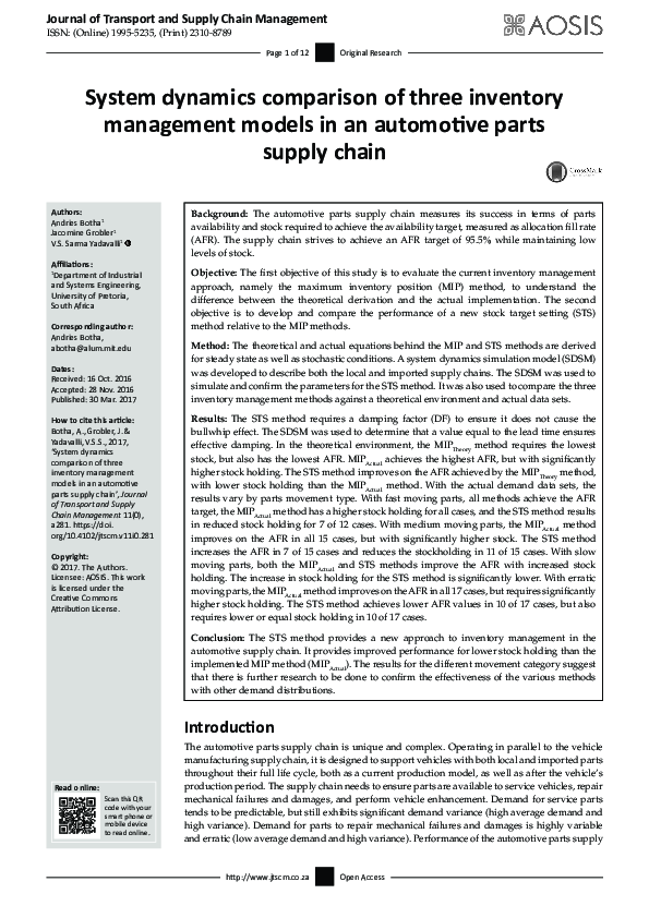 (PDF) System dynamics comparison of three inventory management models ...