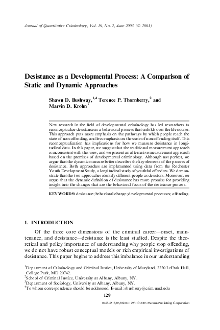 (PDF) Desistance as a developmental process: A comparison of static and ...