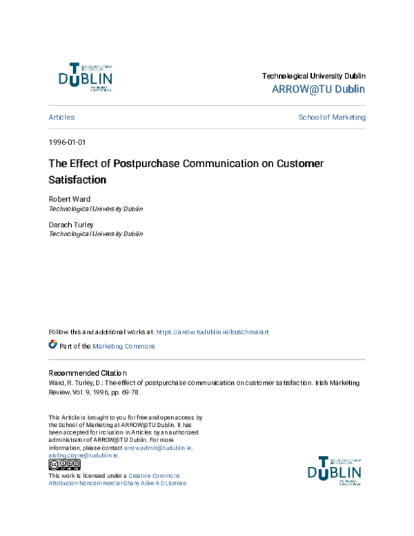 (PDF) The Effect of Postpurchase Communication on Customer Satisfaction