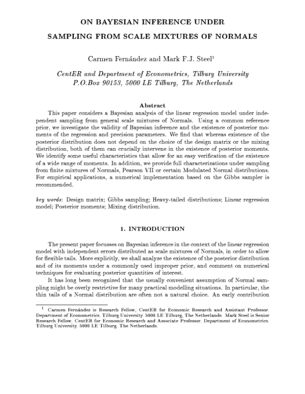 (PDF) On Bayesian Inference under Sampling from Scale Mixtures of Normals