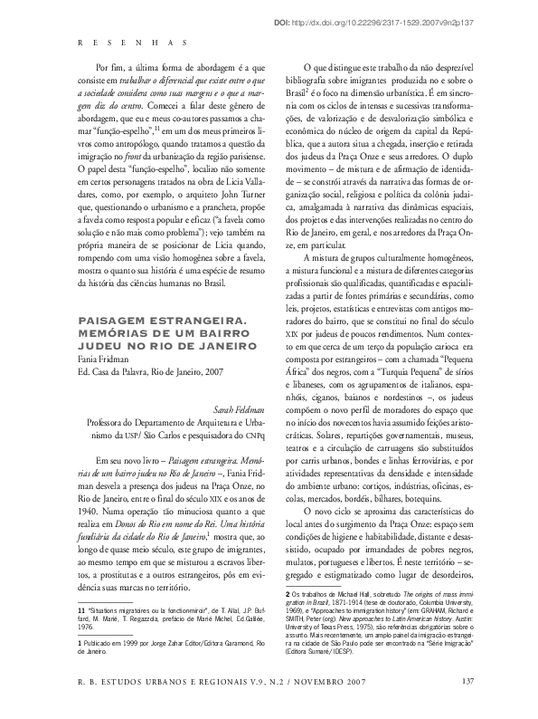 (PDF) Paisagem estrangeira. Memórias de um bairro judeu no Rio de Janeiro