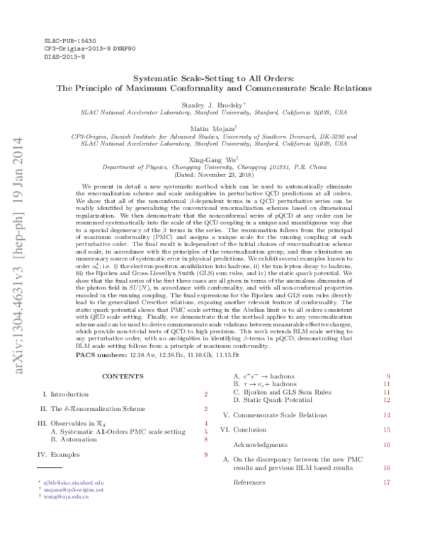 Pdf Systematic Scale Setting To All Orders The Principle Of Maximum Conformality And