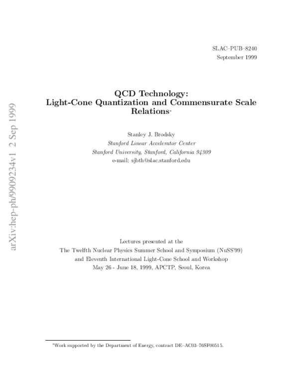 (PDF) QCD Technology: Light-Cone Quantization and Commensurate Scale Relations