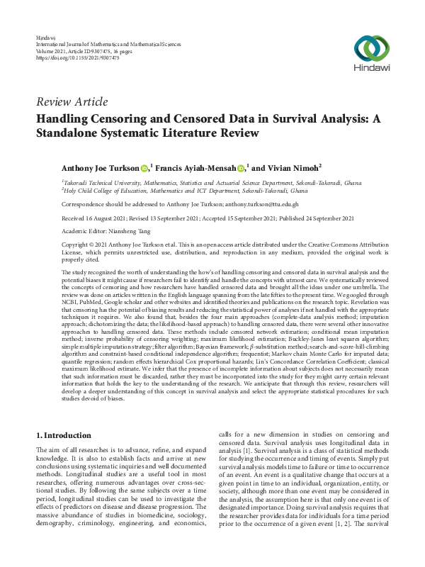 Pdf Handling Censoring And Censored Data In Survival Analysis A