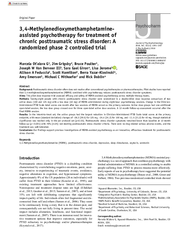 (PDF) 3,4-Methylenedioxymethamphetamine-assisted psychotherapy for ...