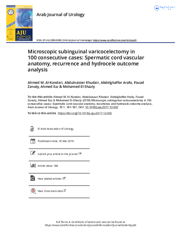 (PDF) Microscopic subinguinal varicocelectomy in 100 consecutive cases ...