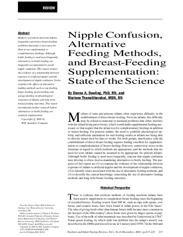 (PDF) Nipple confusion, alternative feeding methods, and breast-feeding ...