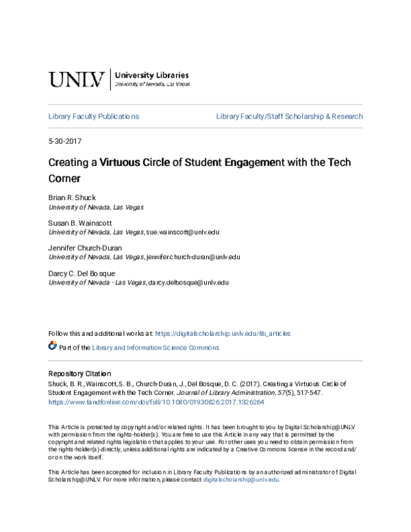 (PDF) Creating a Virtuous Circle of Student Engagement with the Tech Corner