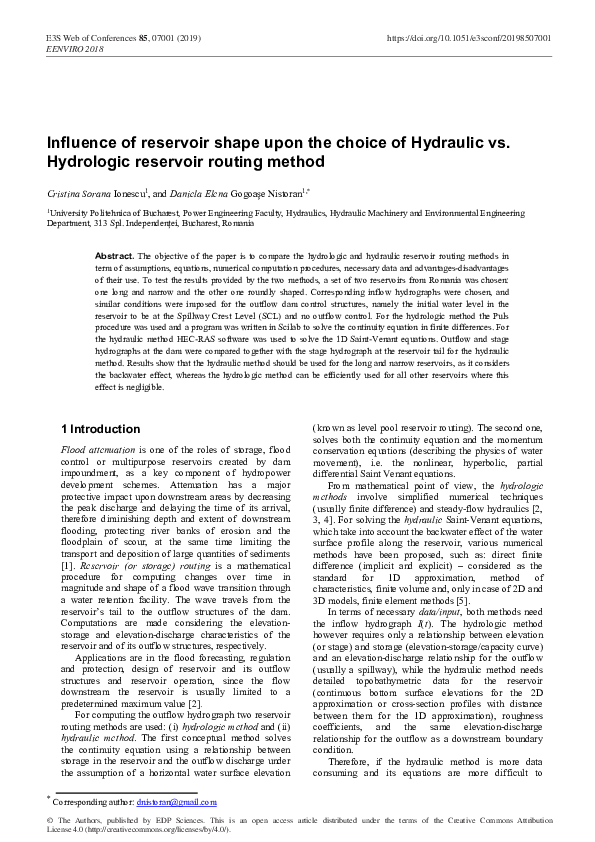 (PDF) Influence of reservoir shape upon the choice of Hydraulic vs ...