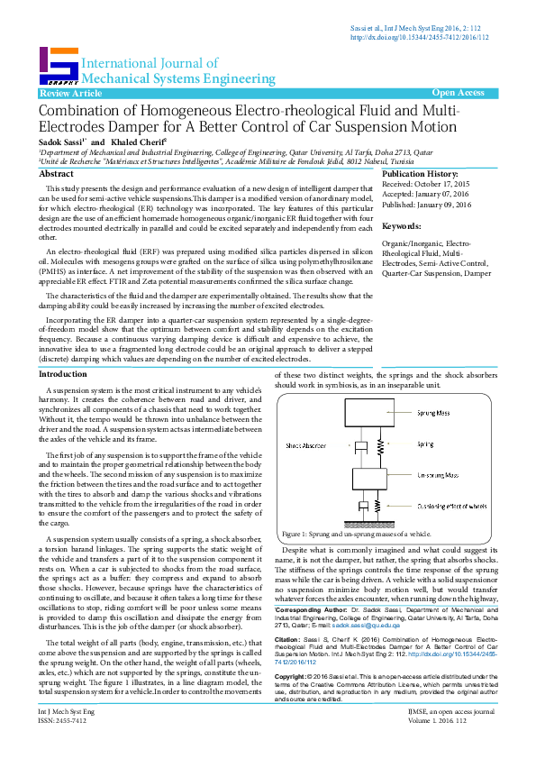 (PDF) Combination of Homogeneous Electro-rheological Fluid and Multi ...