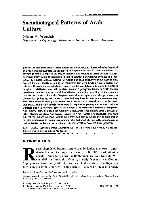 (PDF) Sociobiological patterns of Arab culture