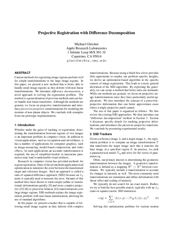 (PDF) Projective registration with difference decomposition