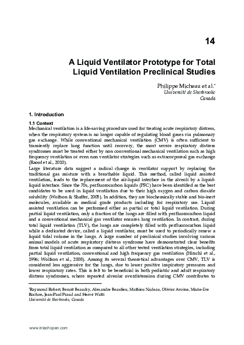 (PDF) InTech-A liquid ventilator prototype for total liquid ventilation ...