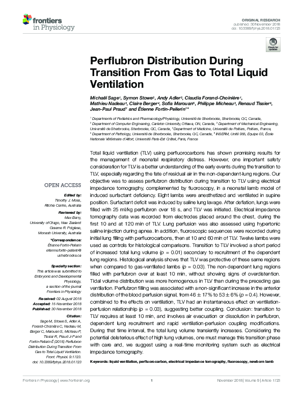 (PDF) Perflubron Distribution During Transition From Gas to Total ...