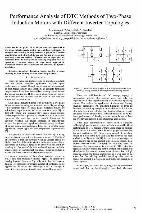 (PDF) Performance analysis of DTC methods of two-phase induction motors ...