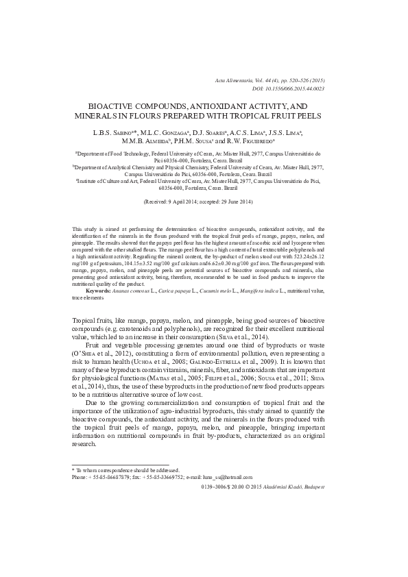(PDF) Bioactive compounds, antioxidant activity and mineral composition ...