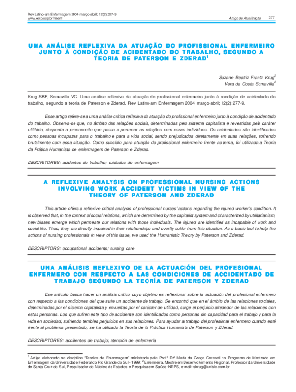 (PDF) Uma análise reflexiva da atuação do profissional enfermeiro junto ...