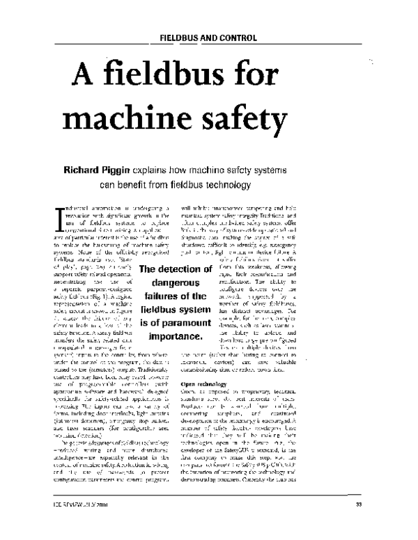 (PDF) A fieldbus for machine safety | Richard Piggin - Academia.edu