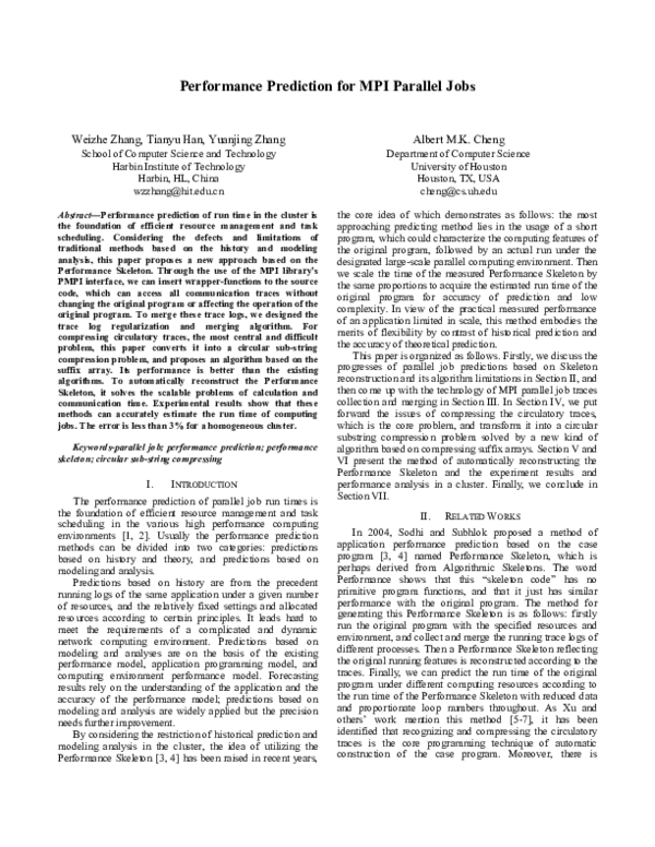 (PDF) Performance Prediction for MPI Parallel Jobs