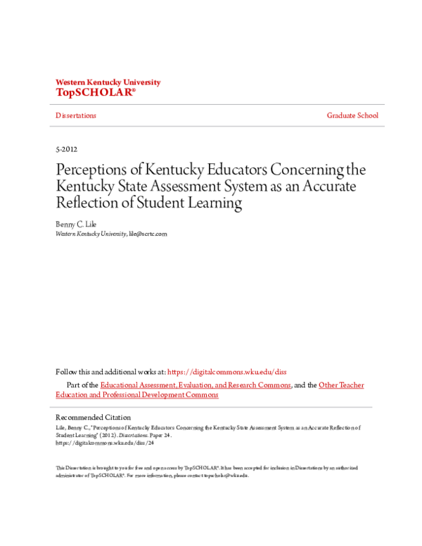 (PDF) Perceptions of Kentucky Educators Concerning the Kentucky State ...
