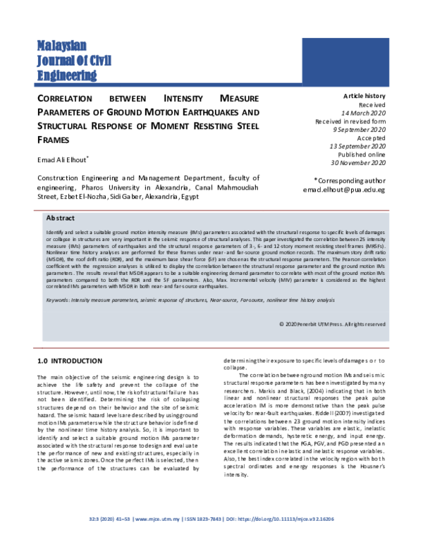 (PDF) Correlation Between Intensity Measure Parameters of Ground Motion ...