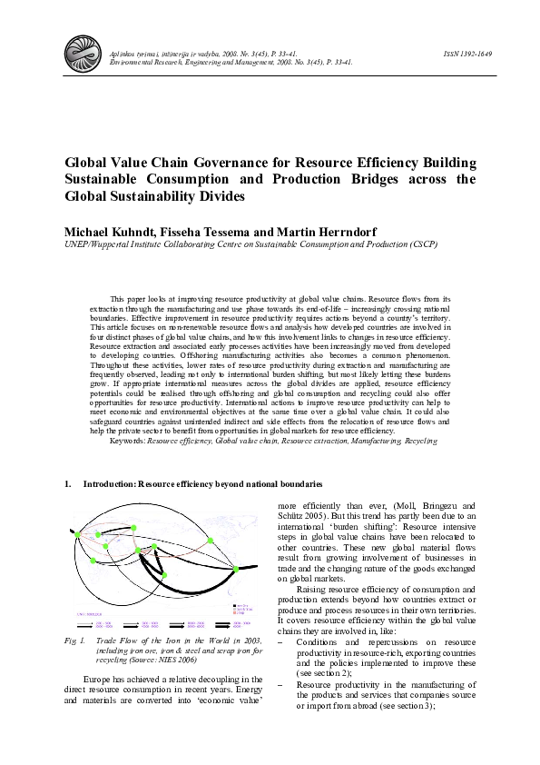(PDF) Global Value Chain Governance for Resource Efficiency Building ...