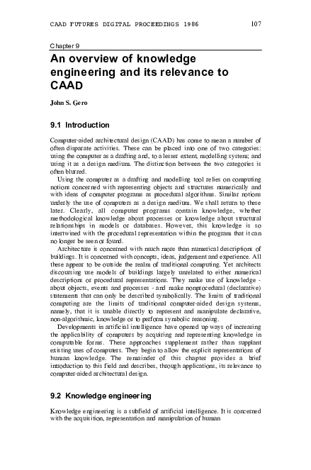 (PDF) An overview of knowledge engineering and its relevance to CAAD