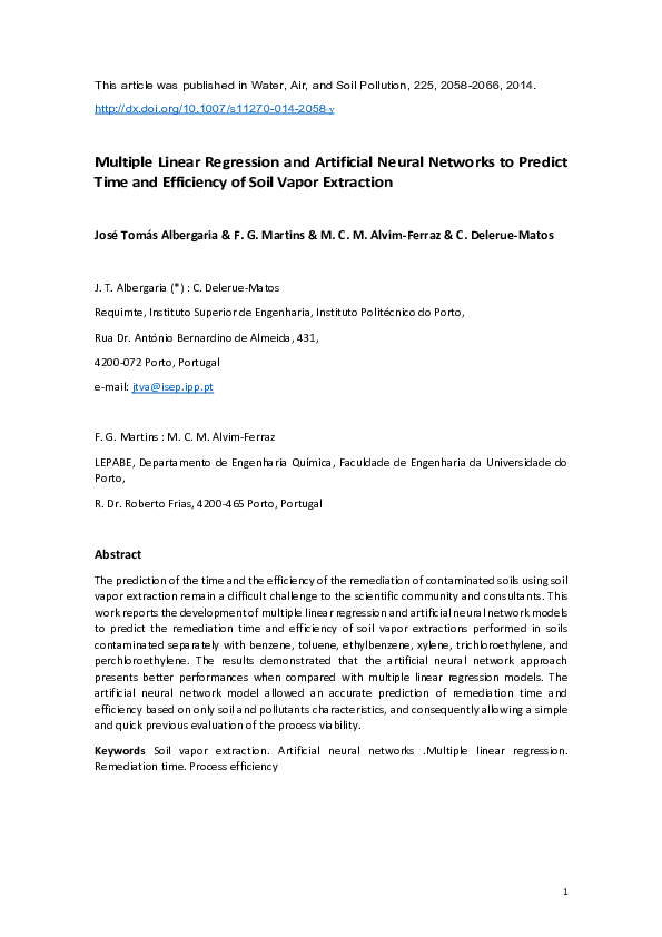 (PDF) Multiple linear regression and artificial neural networks based on principal components to ...