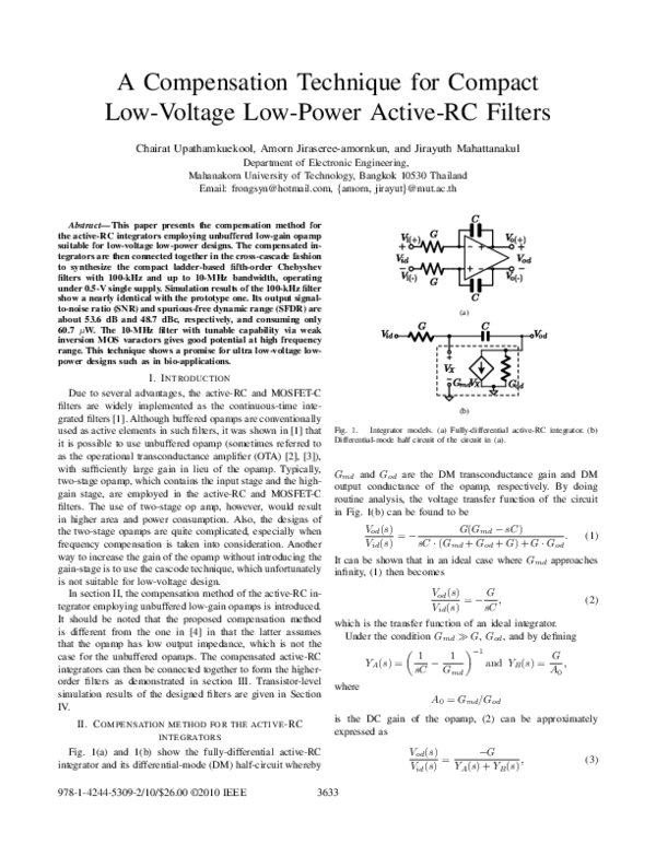 (PDF) A compensation technique for compact low-voltage low-power active ...