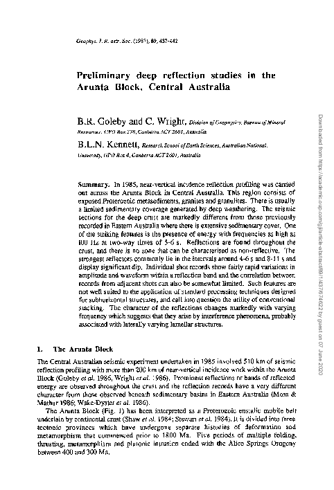(PDF) Preliminary deep reflection studies in the Arunta Block, Central ...