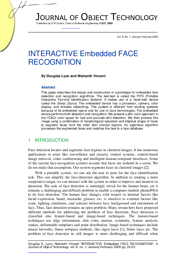 (PDF) INTERACTIVE Embedded FACE RECOGNITION