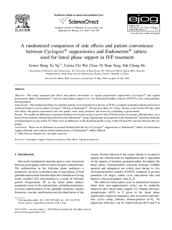 (PDF) A randomized comparison of side effects and patient convenience ...