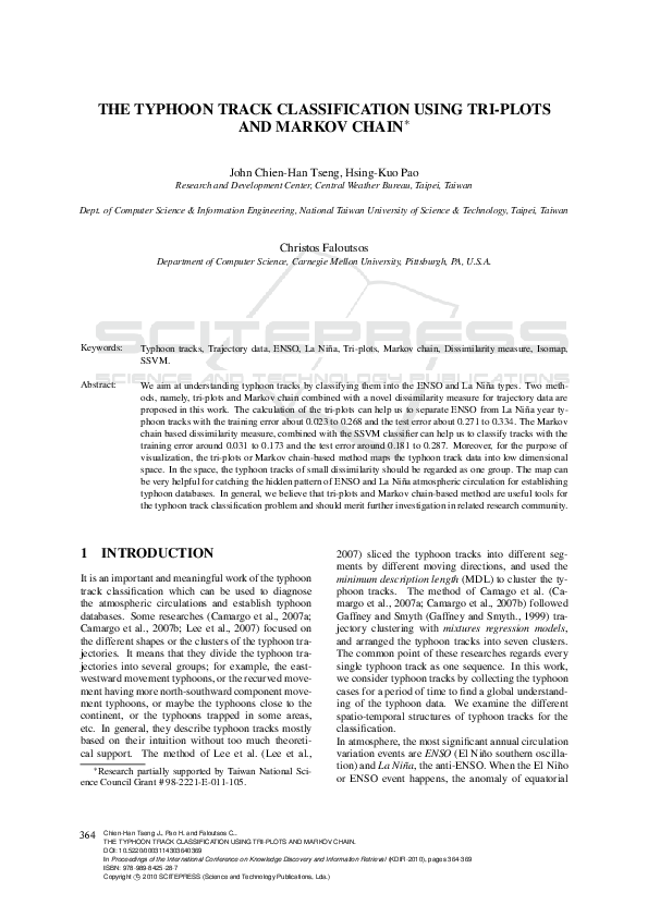Pdf The Typhoon Track Classification Using Tri Plots And Markov Chain